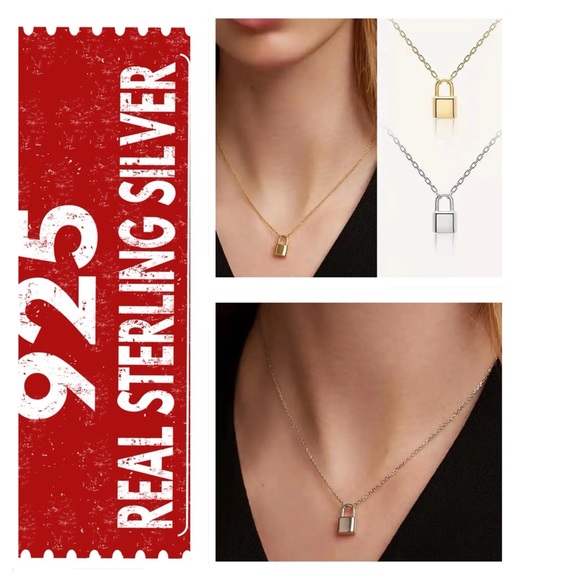 Private Label | Jewelry | 925 Sterling Silver Lock Pendant Necklace ...